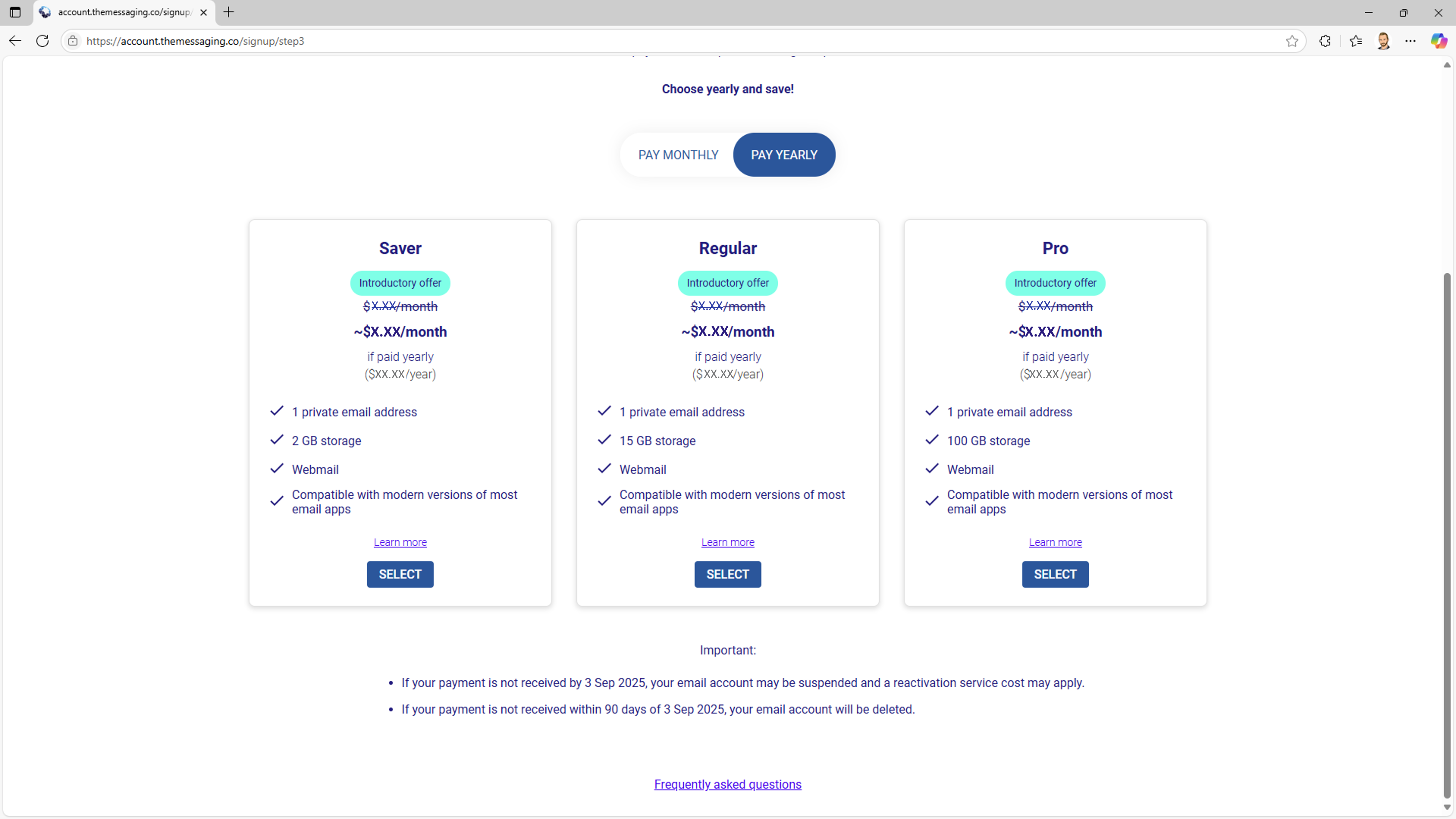 Sign-up process – The Messaging Company