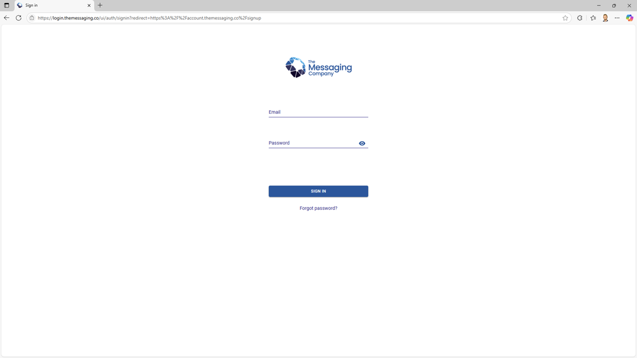 Sign-up process – The Messaging Company