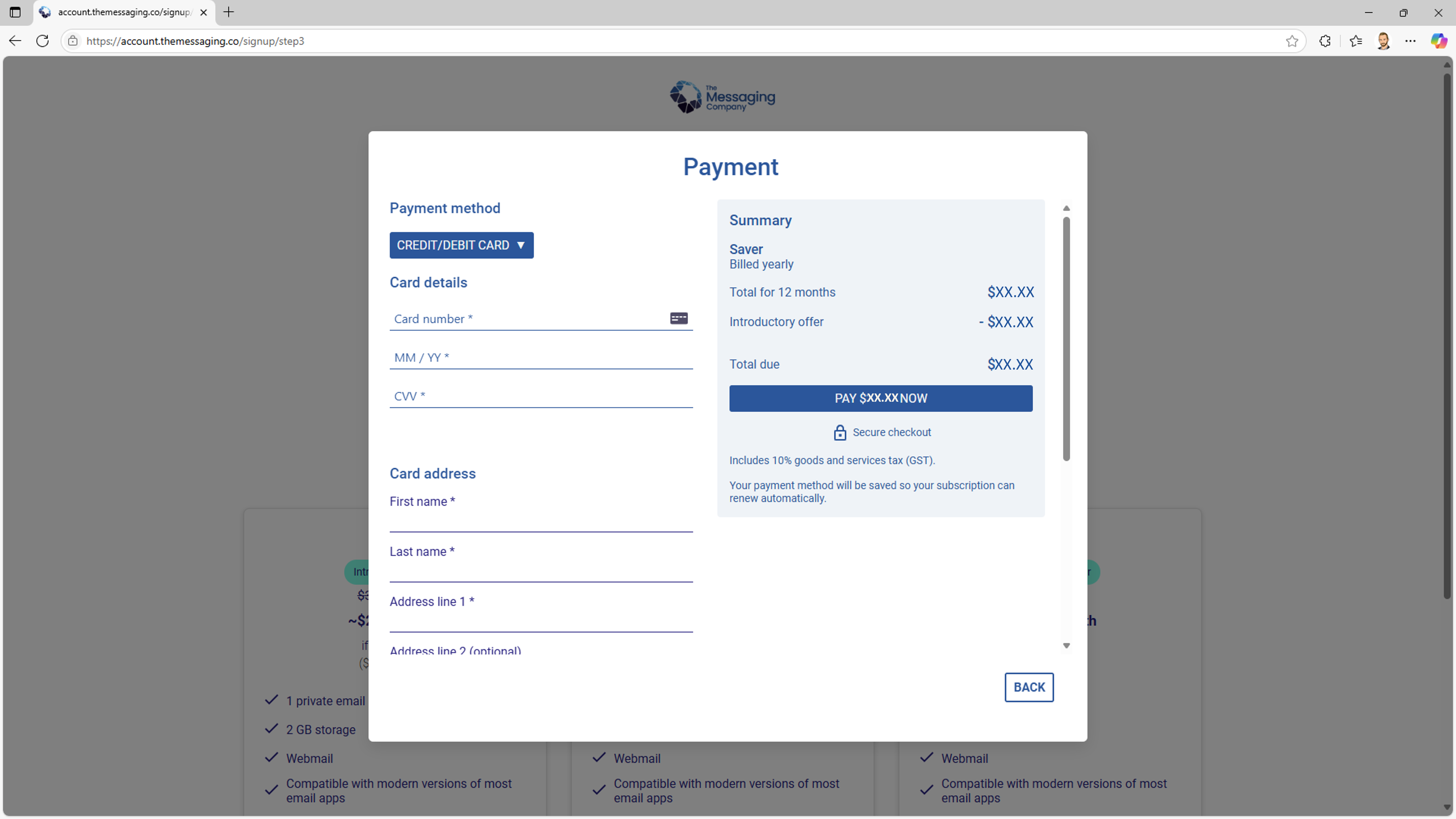 Sign-up process – The Messaging Company