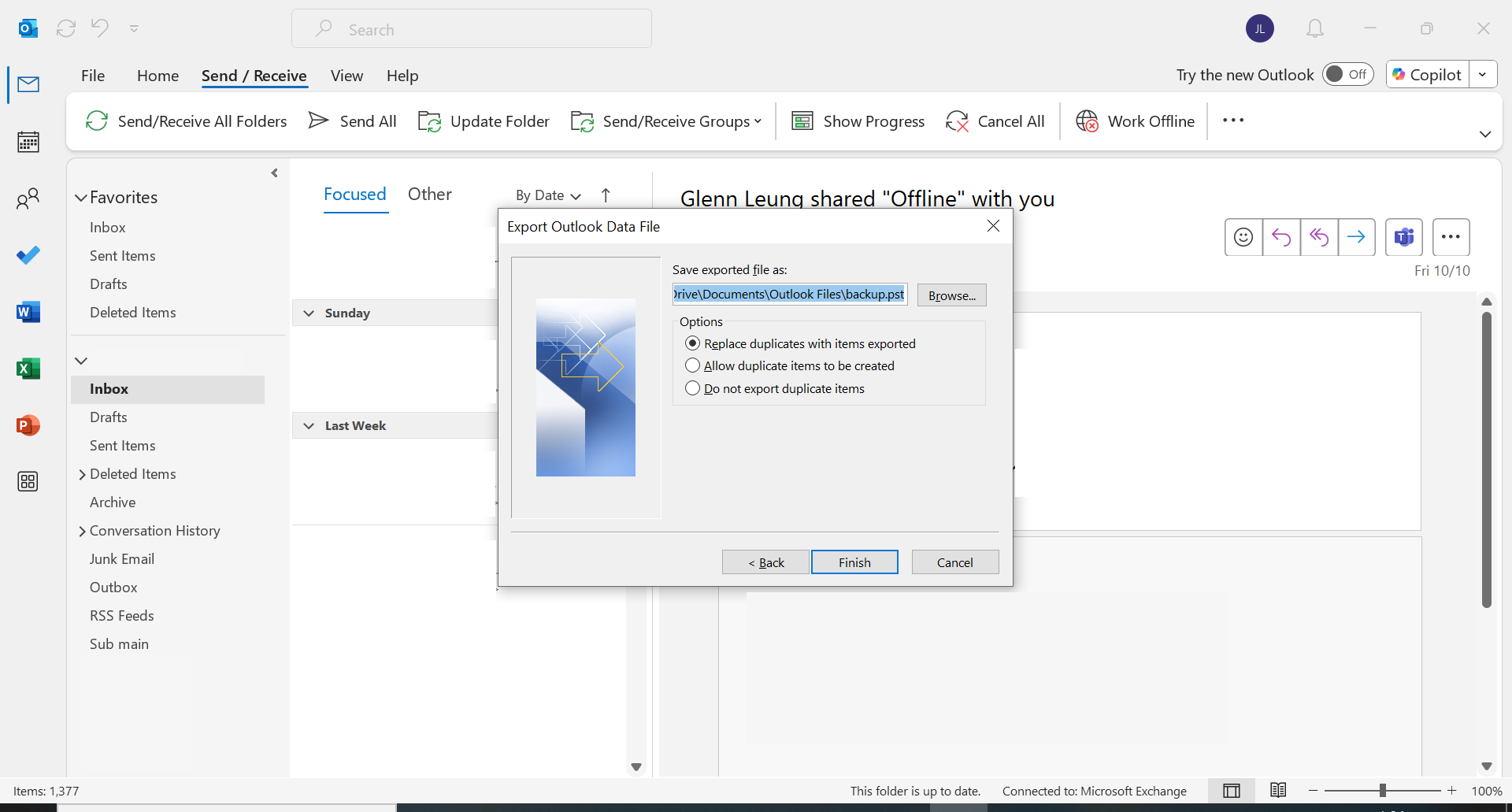 Export data using Outlook – The Messaging Company