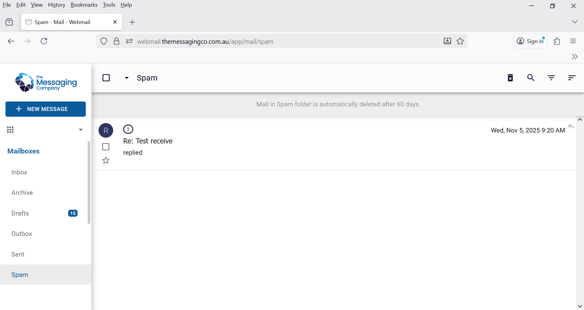 How to mark or report an email as not spam in Webmail – The Messaging ...