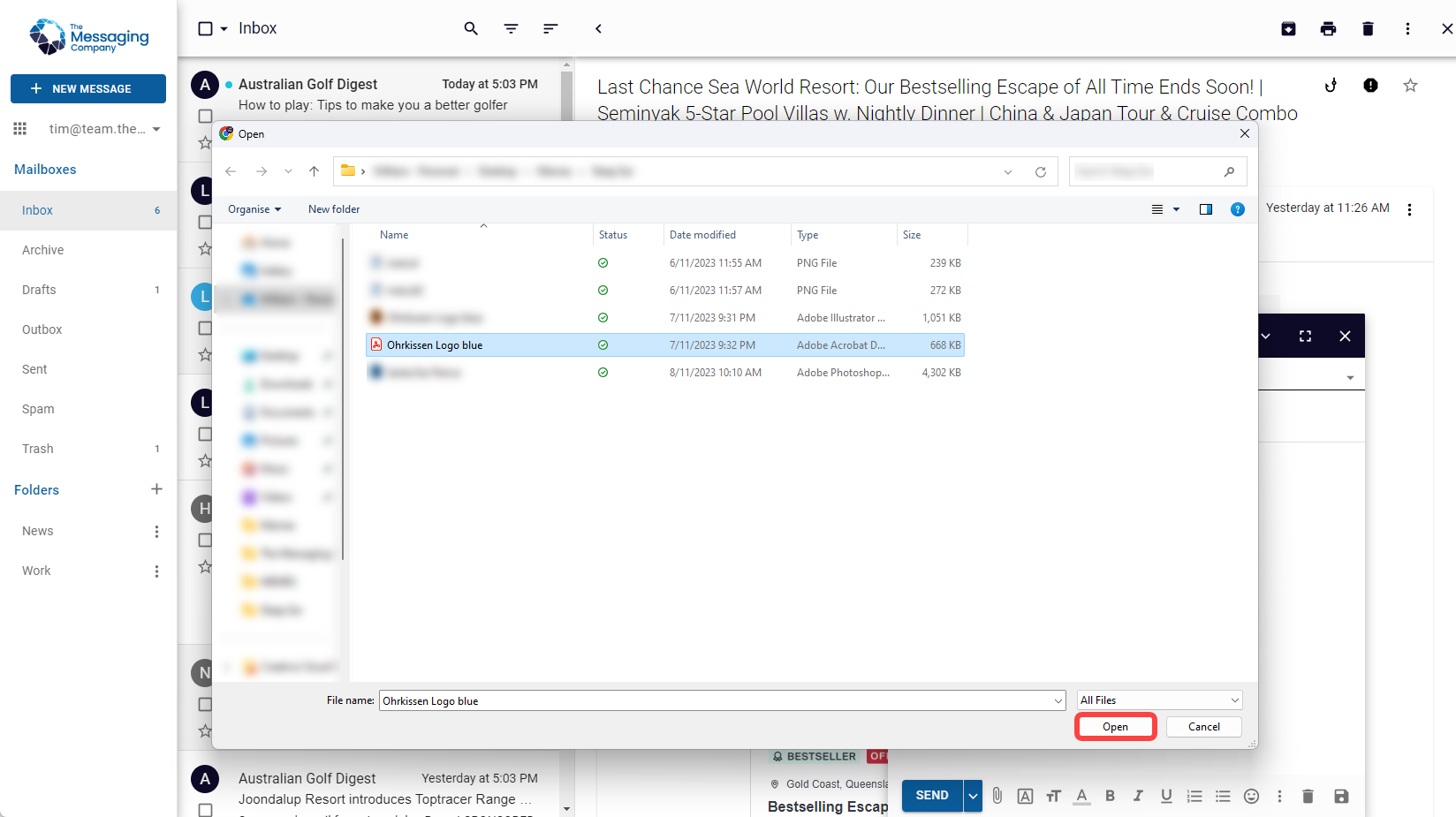Attaching files to an email – The Messaging Company