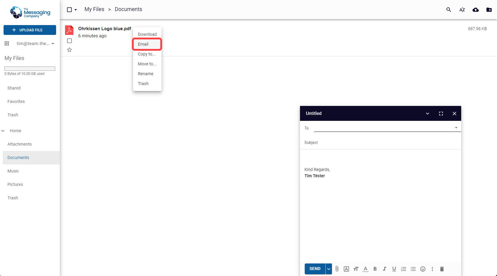 Attaching files to an email – The Messaging Company