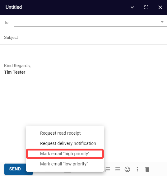 Marking the priority of an email on Webmail – The Messaging Company